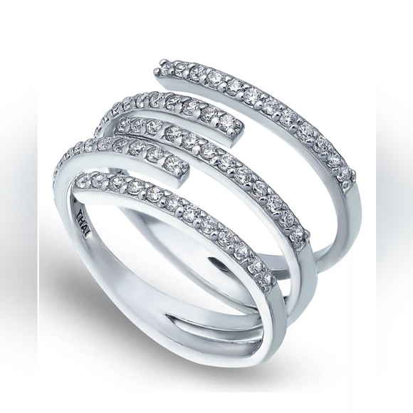 Macy's | Jewelry | Macy Cubic Zirconia 5 Row Bypass Ring In Silver ...